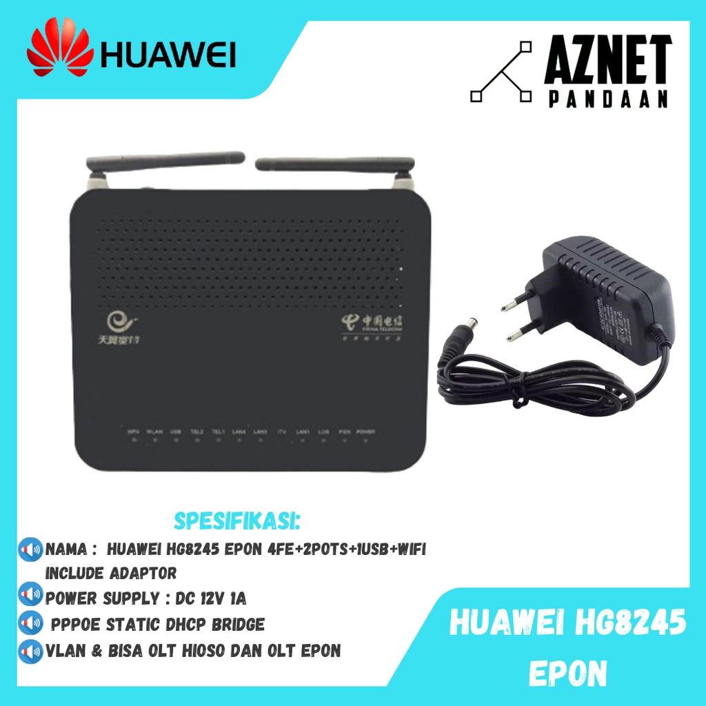 Huawei HG8245 EPON GPON XPON ENGLISH VERSION INCLUDE POWER Adapter ...