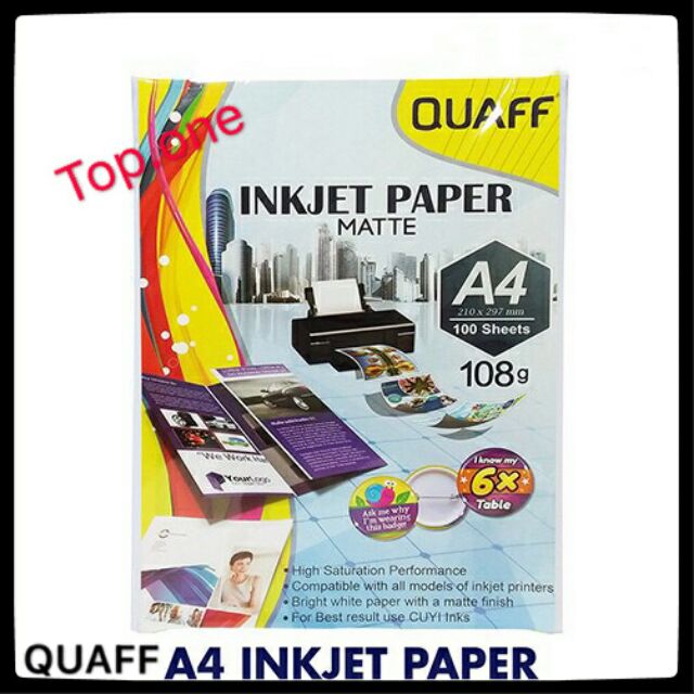 Quaff inkjet paper/108gsm A4 matte | Shopee Philippines