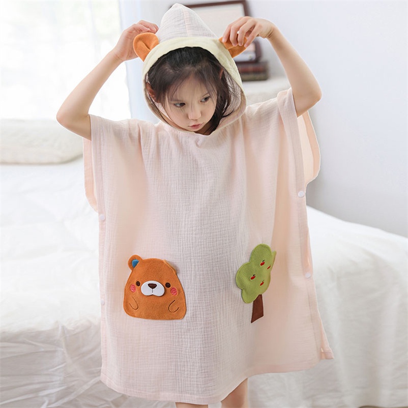 Bath Towel Infant Bathrobe Robe Cartoon Child Kid Hooded Cloak Cotton ...