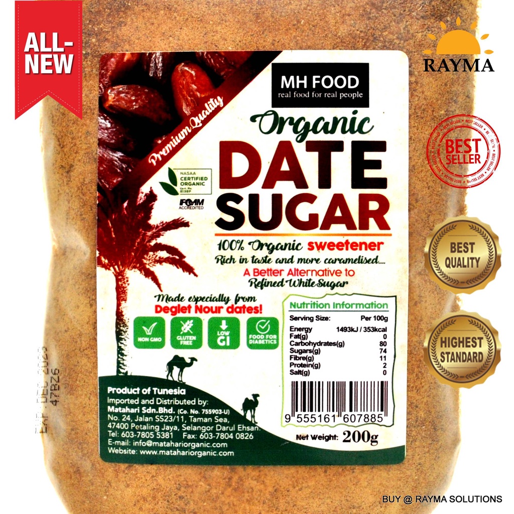MH FOOD Organic Date Sugar, Low GI for Diabetics, 200g | Shopee Philippines