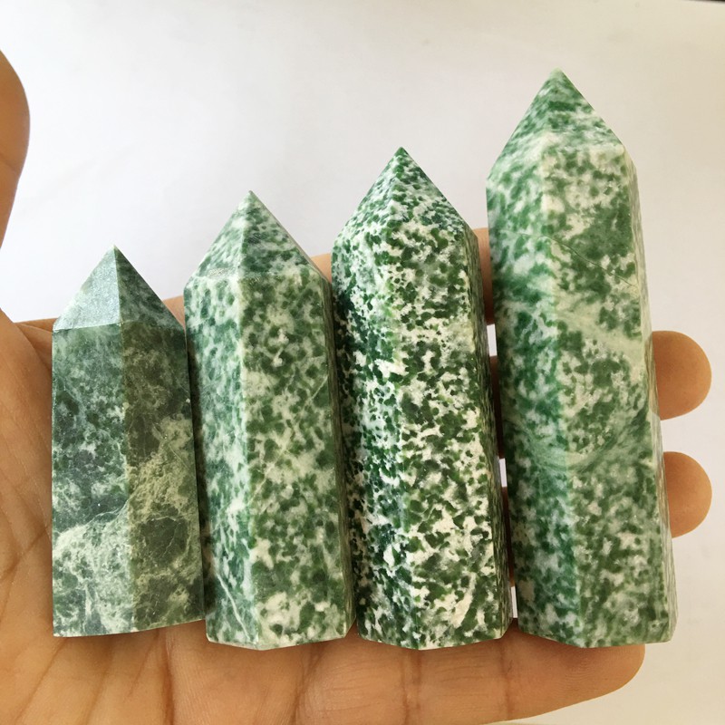 Natural Tibet jade crystal column hexagonal prisms Tower Healing stone ...