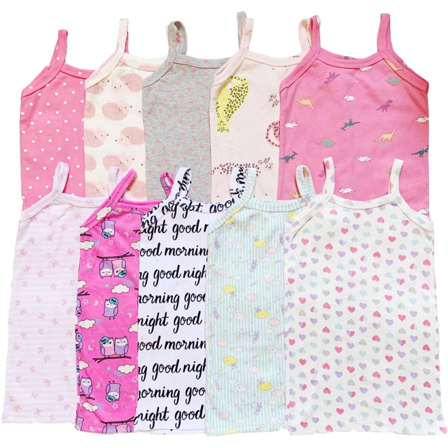 Kids Printed Cotton Sleeveless Spaghetti Strap Sando For Girls 1-3 ...