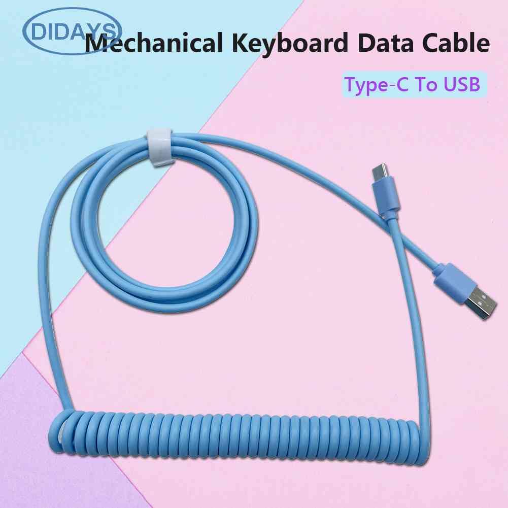 Mechanical Keyboard Data Cable Type-C to USB Coiled Spring Charging ...