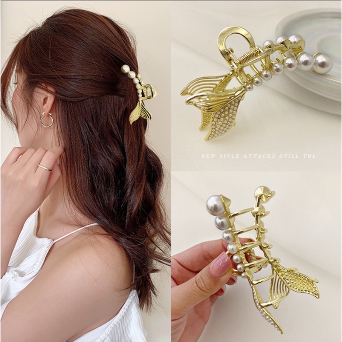Fashion Hairpin Fish Tail Clip Gold Metal Hair Claw Hair Accessories ...
