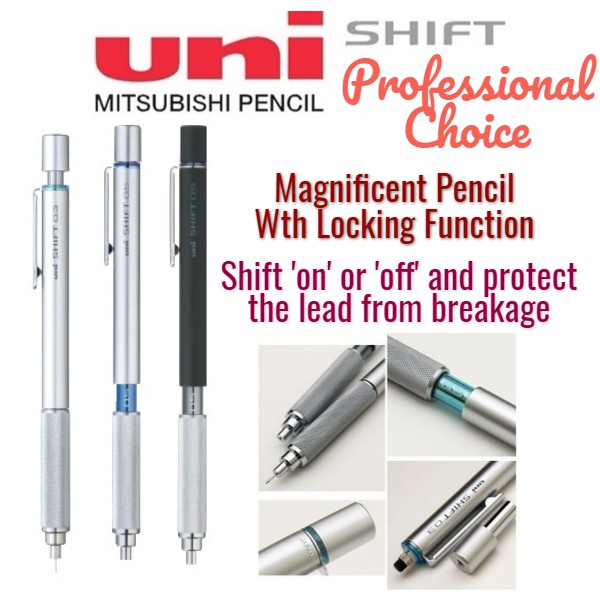 Uni Shift Pipe Lock Mechanical Pencil (Silver) | Shopee Philippines