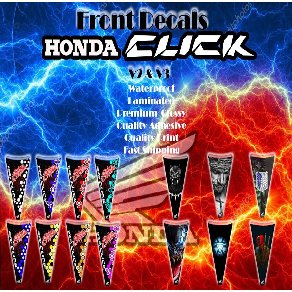 Honda Click V2/V3 Front Stickers / Click Front Decals / Click ...