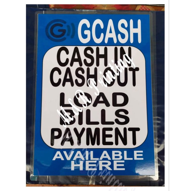 GCASH Load+bills payment (BLUE) signage laminated | Shopee Philippines