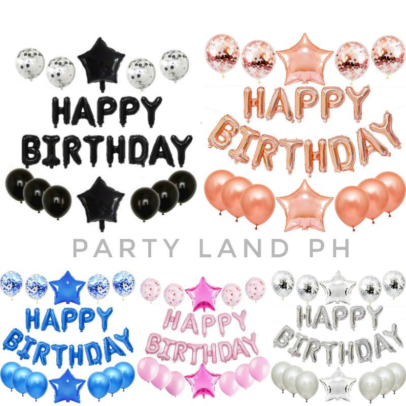 Happy Birthday Confetti Foil Star Balloon Set Party Decoration | Shopee ...
