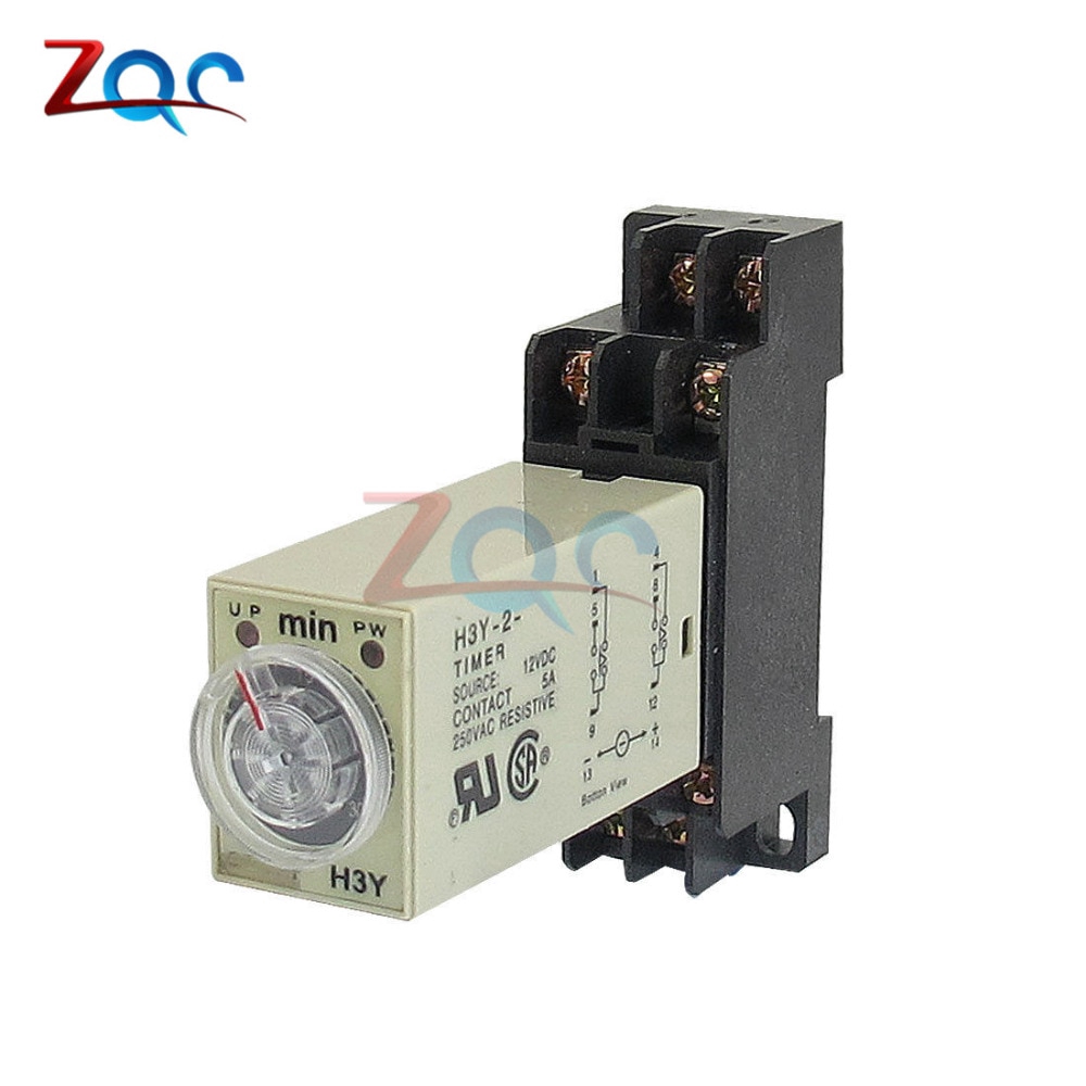 H3Y-2 AC 220V 110V 36V 24V 12V Delay Timer Time Relay 0 - 60 Minute/Seconds with Base | Shopee ...