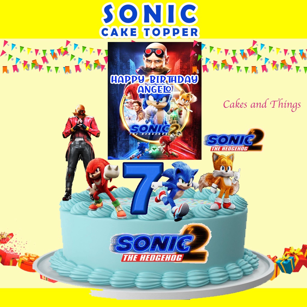 SONIC NEW THE HEDGEHOG 2 CAKE TOPPER BANNER CUPCAKE TOPPER PARTY ...