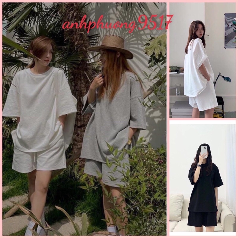 Set Of short sleeve Women'S Plain Shorts, Wide-Sleeved form Shorts ...