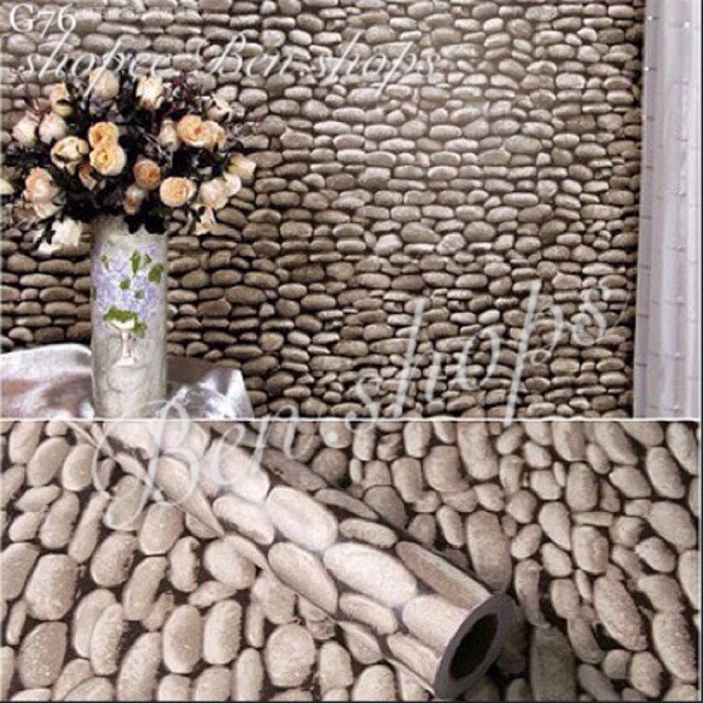 Pebbles Wallpaper Waterproof Self Adhesion sticker 10M*45Cm | Shopee ...