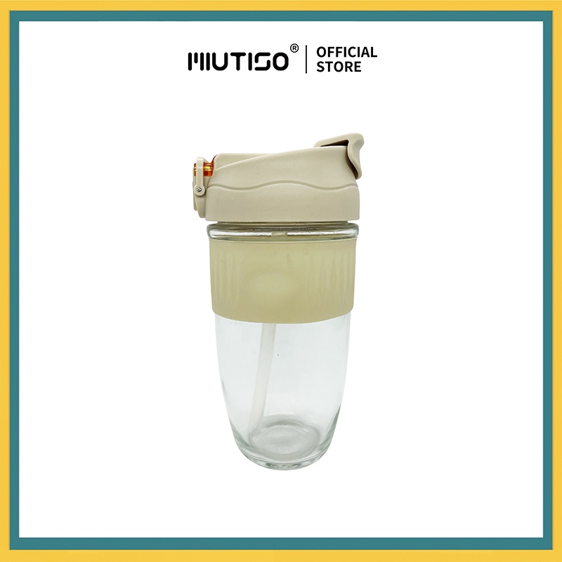 Miutiso Glass Coffee Mug with Lid and Straw 2 Ways Drinking Water ...