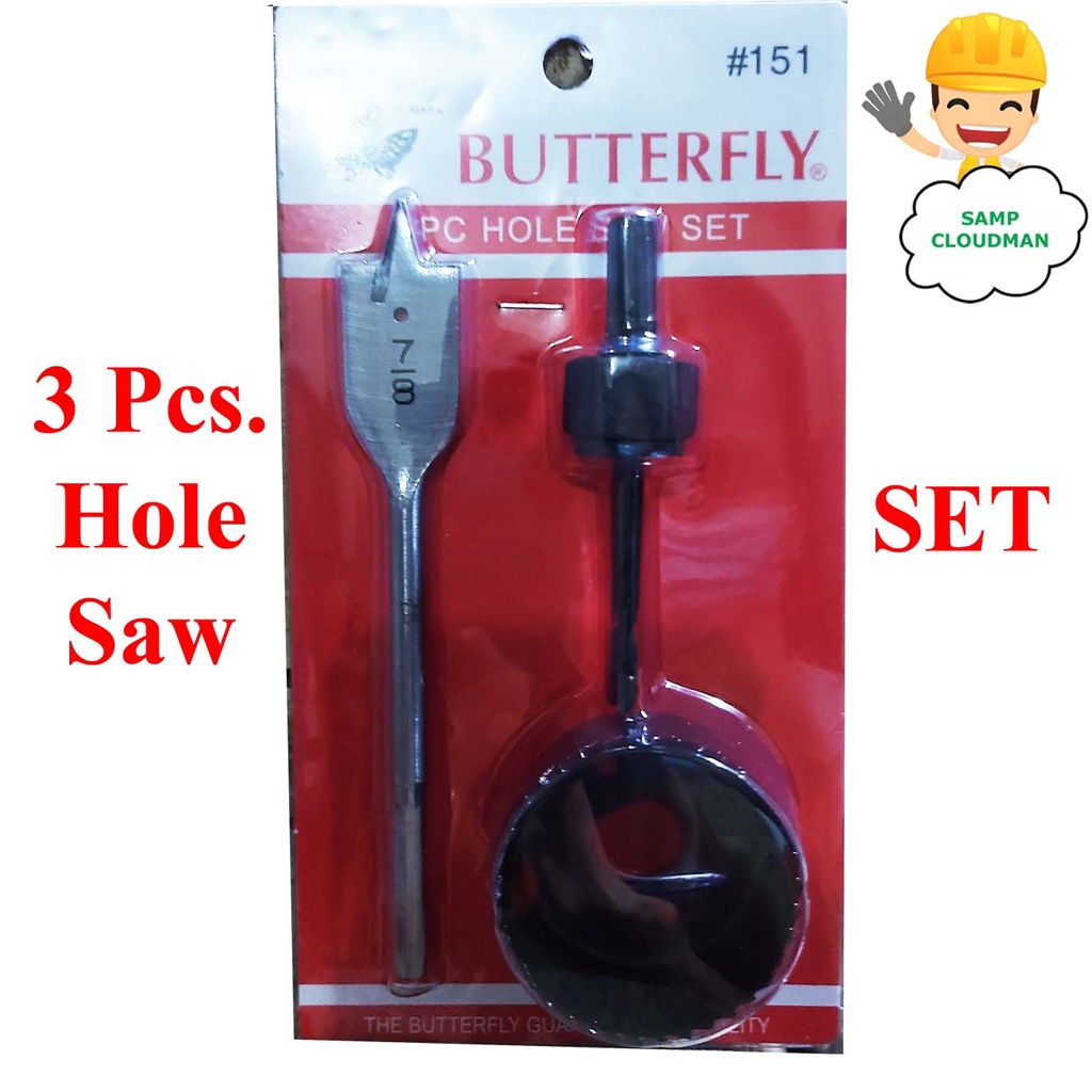 Butterfly 3 Pieces Hole Saw Set Door Lock Installation Kit Lockset Door ...