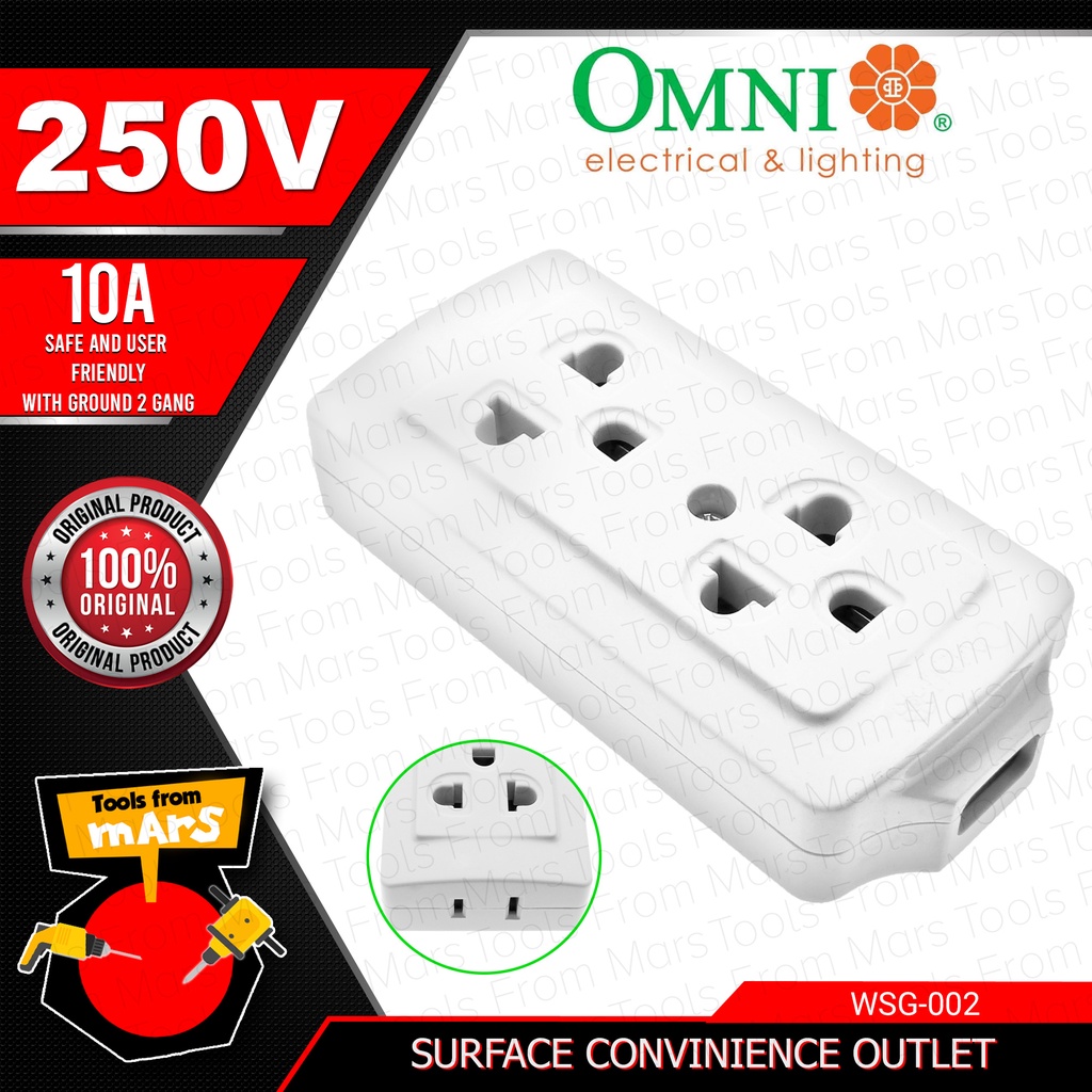OMNI 250V Surface Convenience Outlet with Ground 2 Gang WSG-002 TFM ...