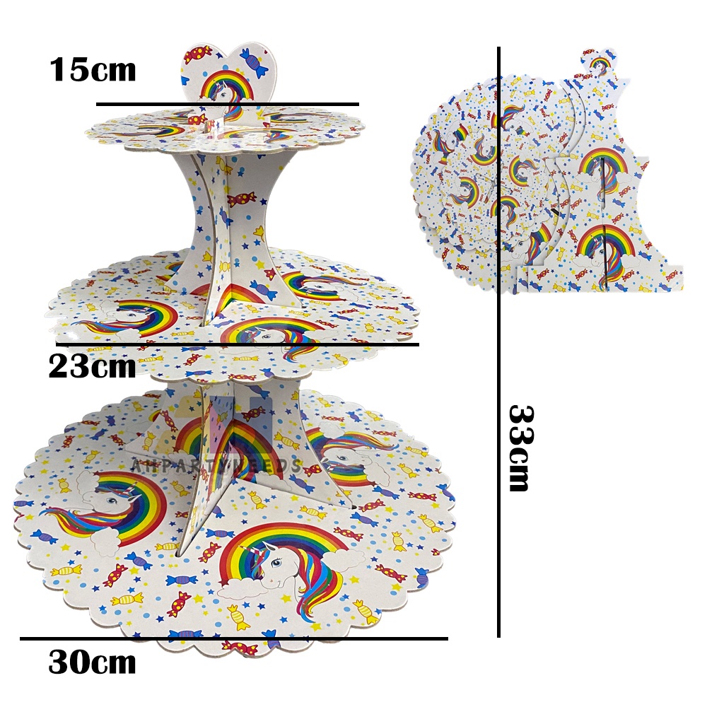 Unicorn 3Tiers DIY Paper Cupcake Stand Dessert Candy Storage Holder ...