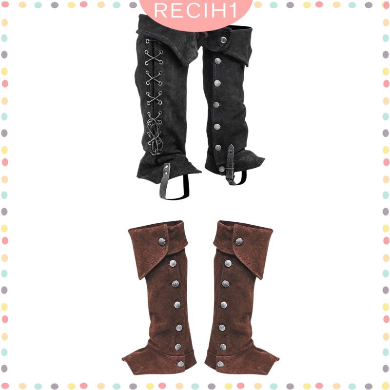 [recih] Mens Halloween Pirate Boots Frosted Leather Pirate Boot Tops ...