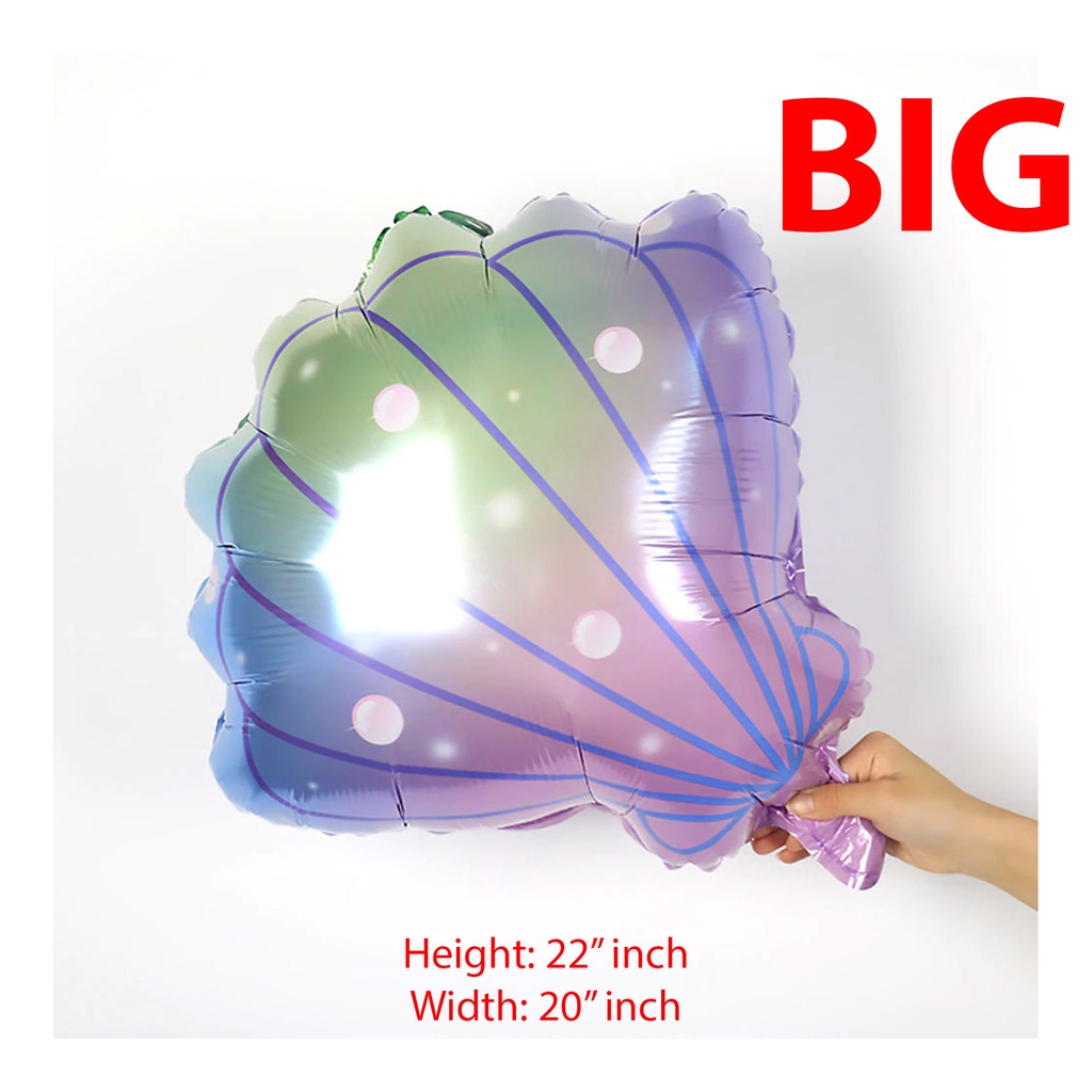 10" MINI Sea Shell Foil Balloon for Under the sea Mermaid Baby Shark ...
