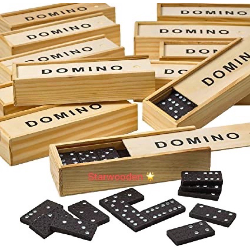 Dominos Set Game with Wooden Case ,Classical Double 6 Domino Game Set ...