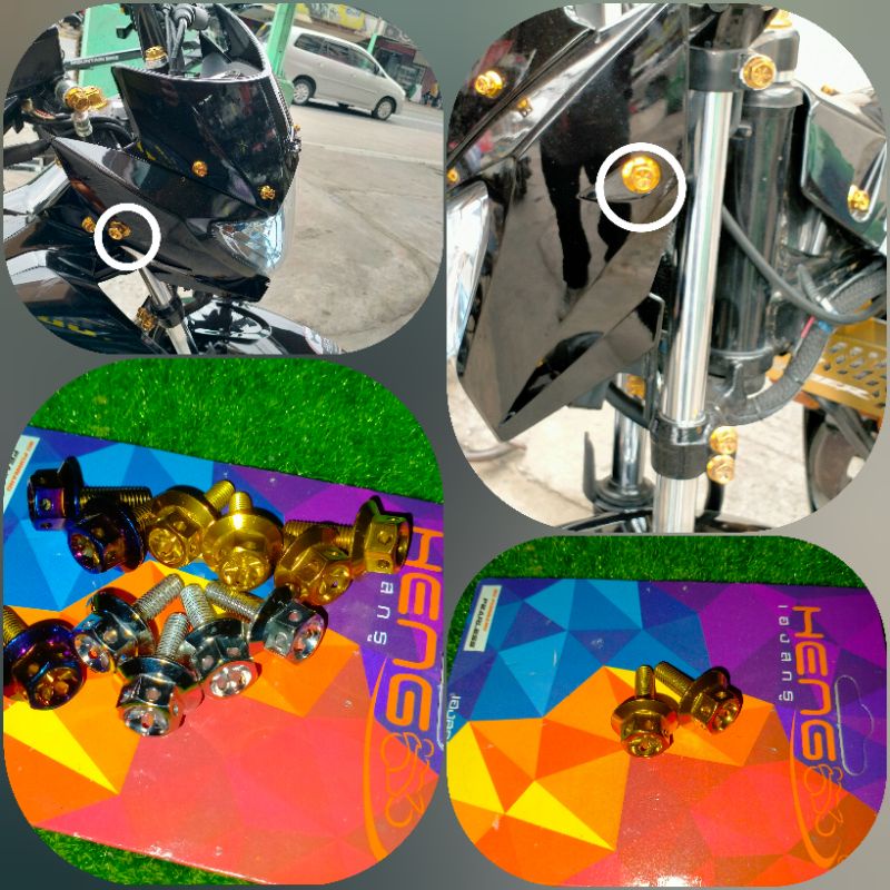 Headlight gold bolts heng for Suzuki raider150 carb/raider j/newbreed ...