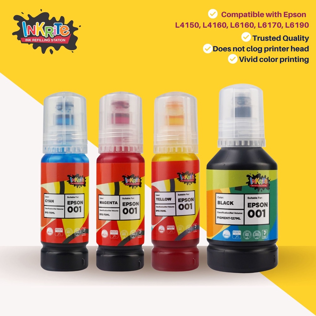 Inkrite Ink for Epson 001 Epson L4150 L4160 L4260 L6160 L6170 L6190 ...