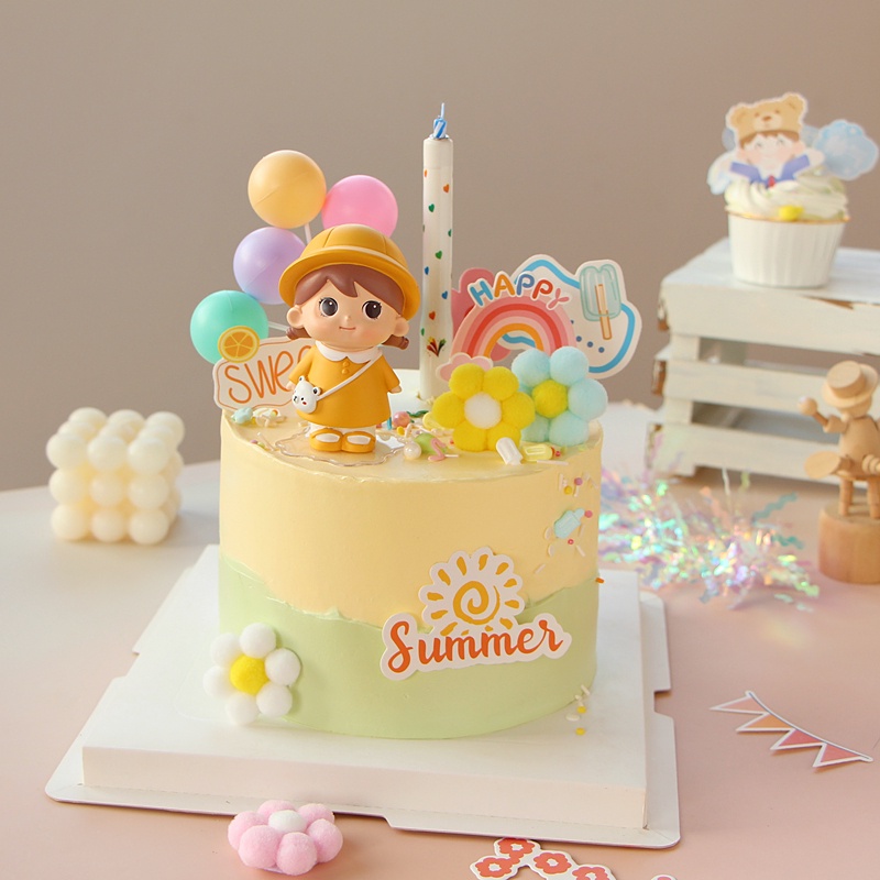 Cartoon Cake Decorating Premium Birthday Cake Decorating Plug-in Yellow ...