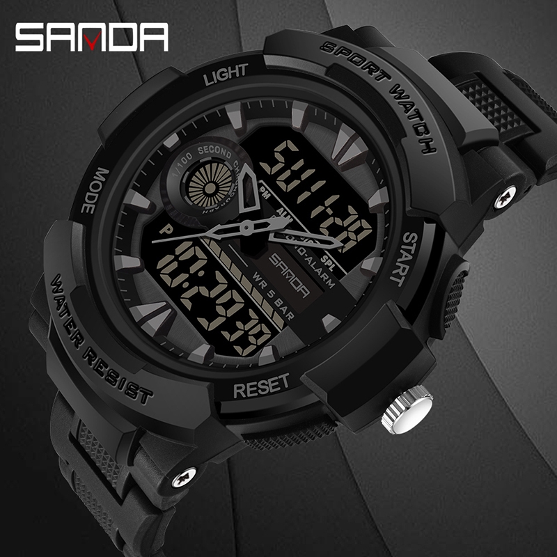 Sanda Men's Sport Quartz Waterproof Watch for Men Dual Time Watches ...