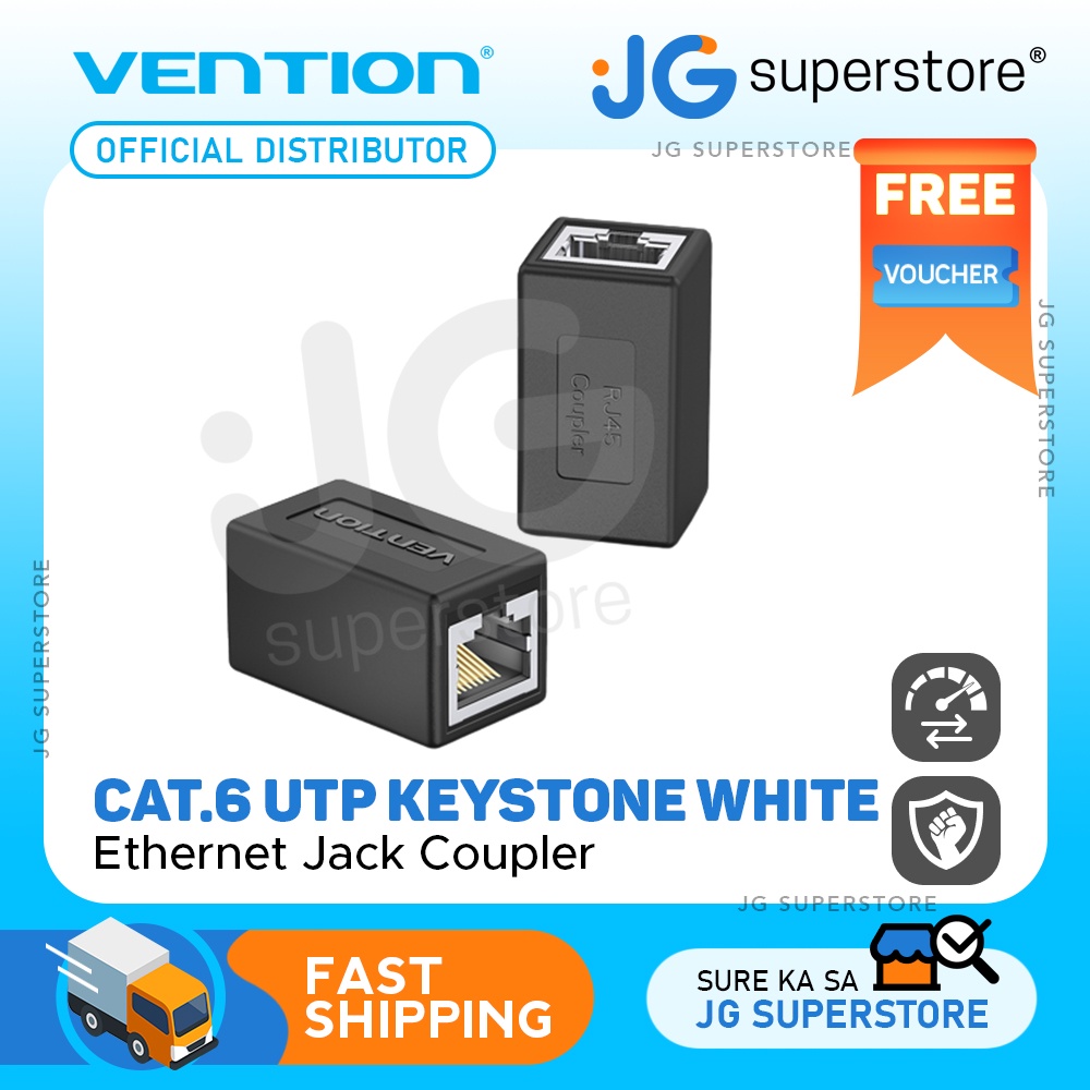 Vention CAT6 FTP Keystone Jack LAN Cable Coupler w/ PVC Shell (Black ...