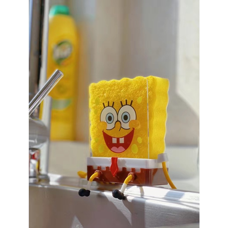 SpongeBob Drain Rack Sponge Cartoon Dishwashing Sponge Kitchen | Shopee ...