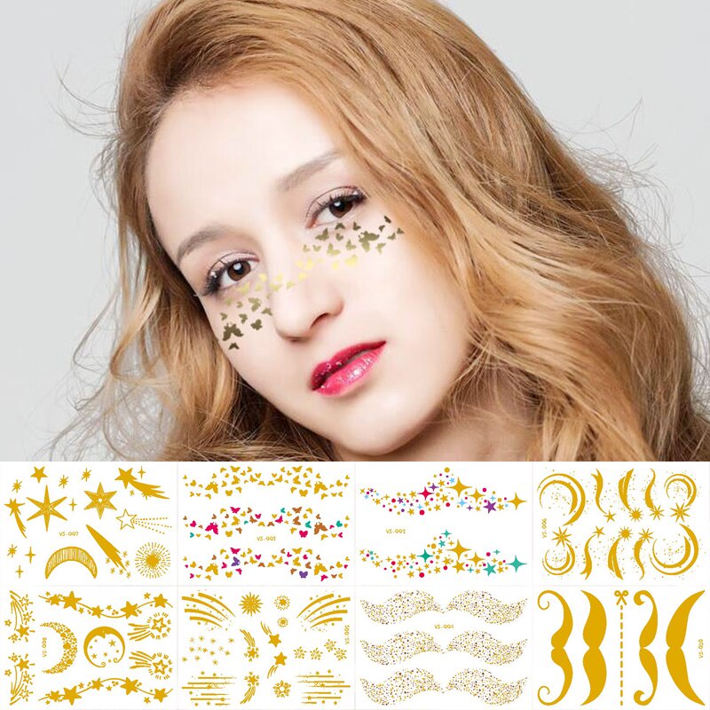 Freckle Makeup Stickers Gold and Silver Face Temporary Tattoos ...