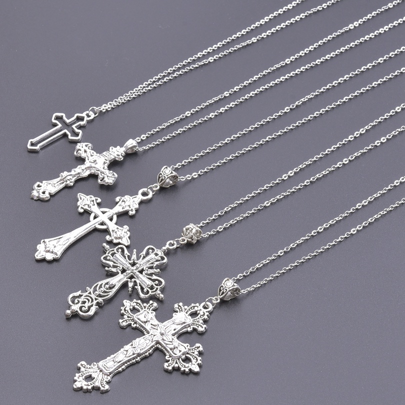 Punk Gothic Religious Jesus Cross Pendant Necklaces for Women Men ...