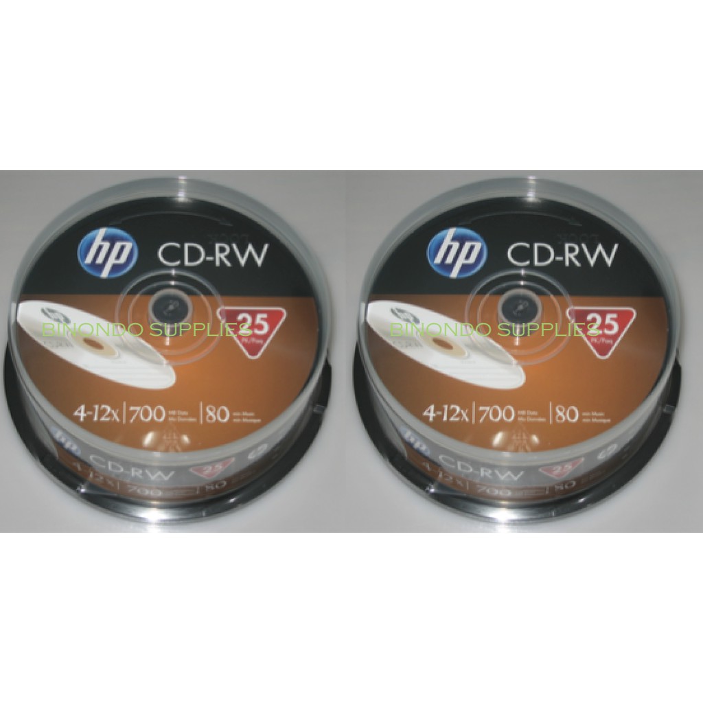 HP CD-RW 700MB Blank Rewritable CD 25 Pieces Pack of 2 | Shopee Philippines