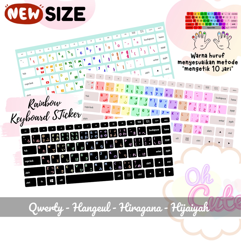 OH CUTE Rainbow Keyboard Sticker for Windows - Aesthetic Color Vinyl ...