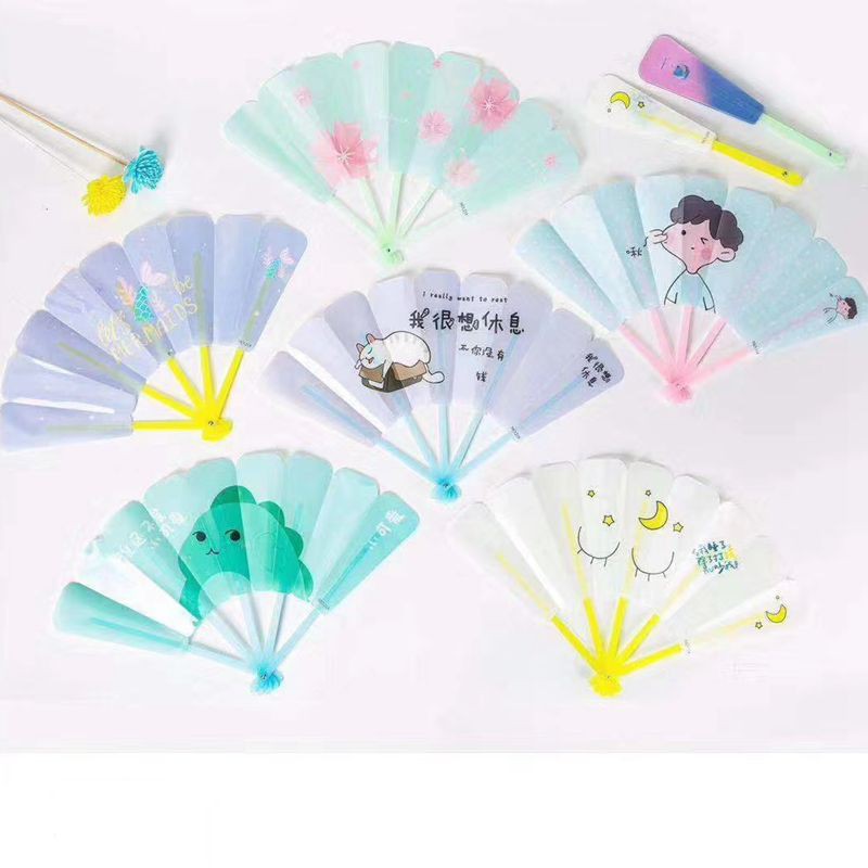 Color Folding Plastic Portable Party Hand Toy Fan Folded Gift Colorful ...