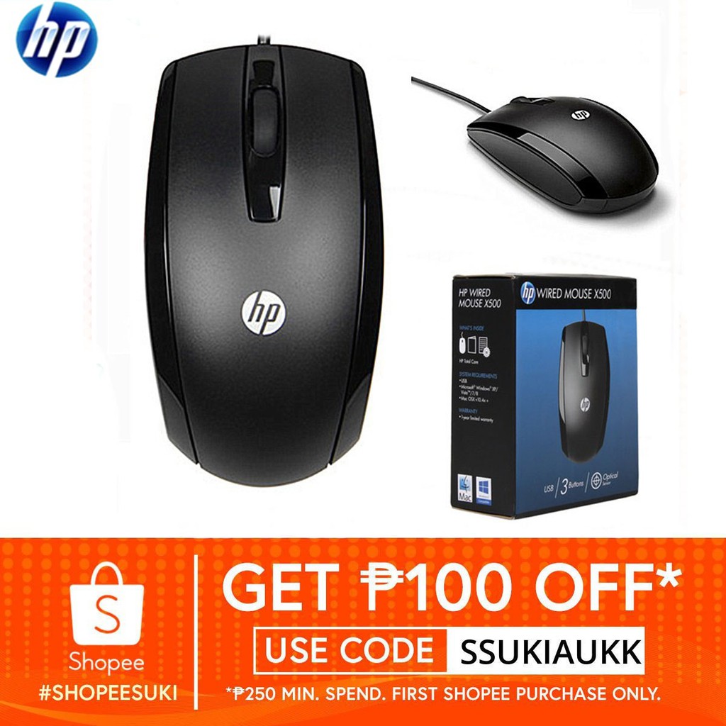 HP X500 Optical Wired USB Mouse | Shopee Philippines