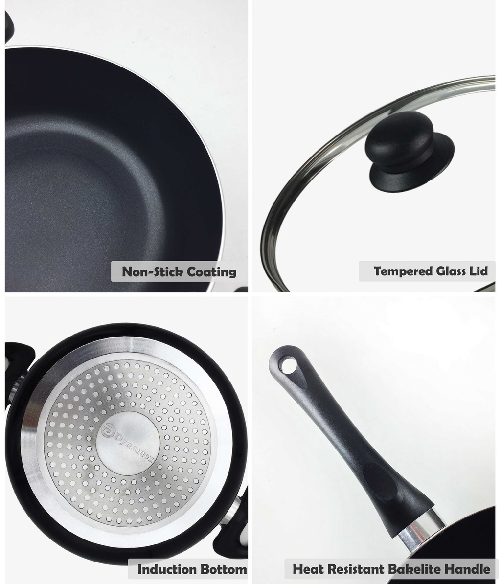 Dynamex Harmony Non-Stick Coated Aluminum 3pc Induction Cookware Set ...