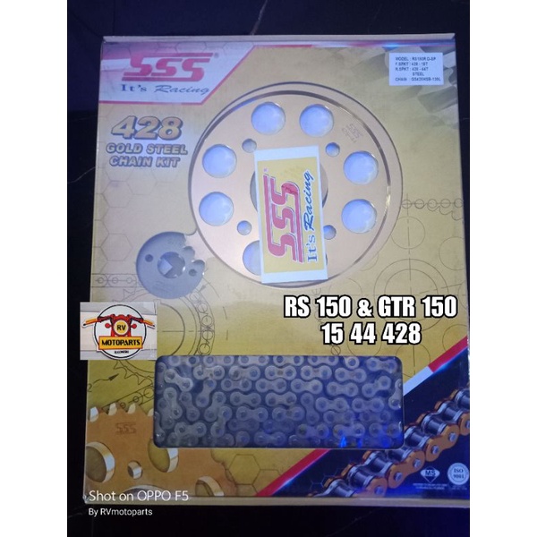 SSS Chain set Steel gold For RS150 / GTR 150 / Raider 150 / Sniper 150/ ...
