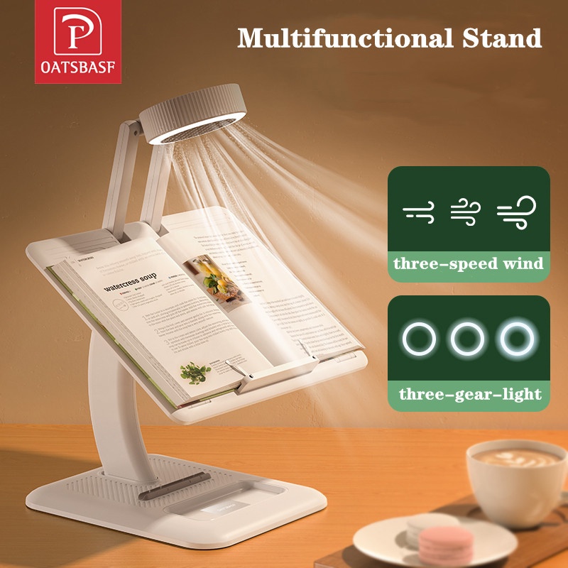 OATSBASF Reading Desk With Fan Laptop Table Laptop Stand With LED Light ...