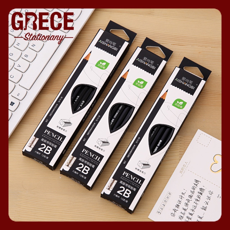 2B Pencil for Students / Drawing 12 pcs per box with free sharpener ...