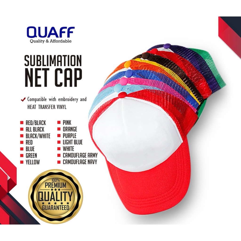 (10PCS)Sublimation Printable Polyester Net Cap | Shopee Philippines