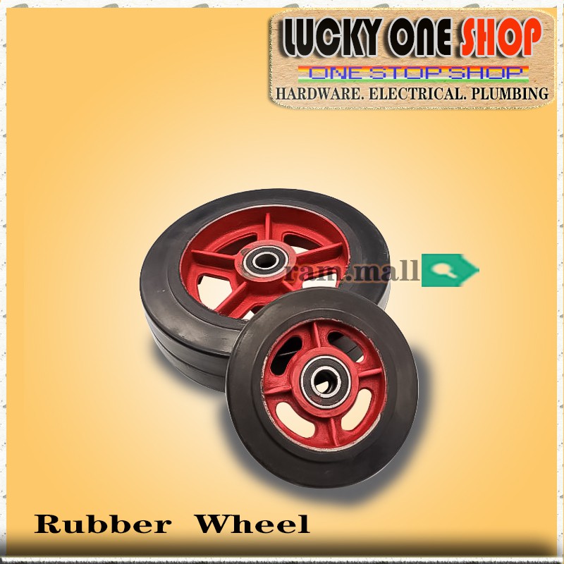 Heavy Duty Solid Rubber Wheel Double Bearing For Pushcart ( 6" / 8 ...