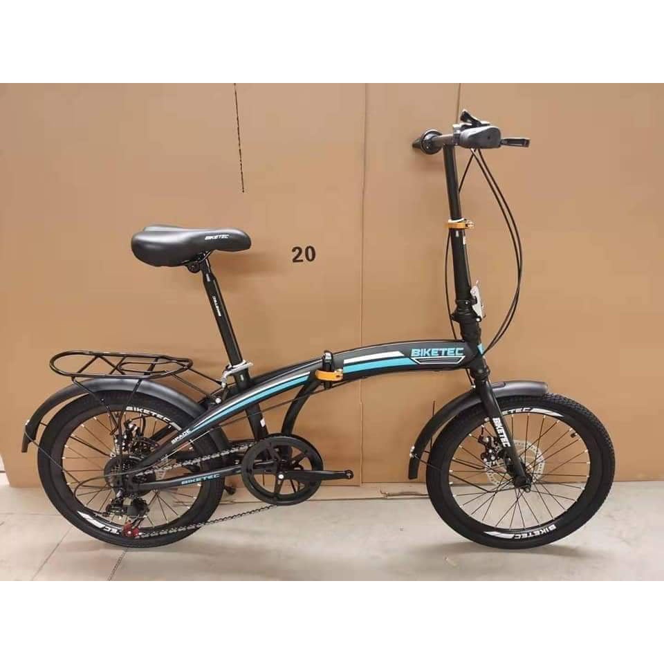 BIKETEC FOLDING BIKE 20ER carbon steel frame heavy duty 1x7 speed ...