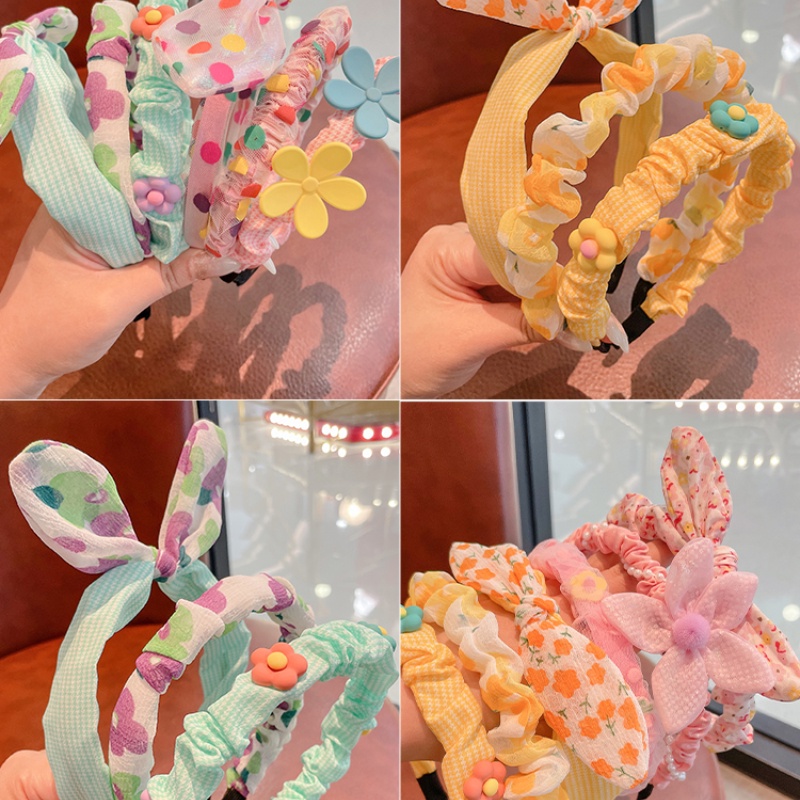 3/pcs kids headband cute rabbit ear baby hair band cartoon flower ...
