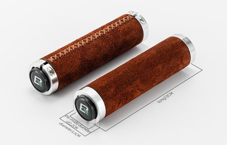 ROCKBROS Bike Handlebar Anti-slip MTB Leather Handle Grips Shockproof ...