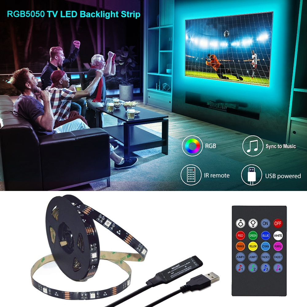 TV LED BacklightsMMusic Sync LED Strip Light with Remote RGB 5050 LED ...