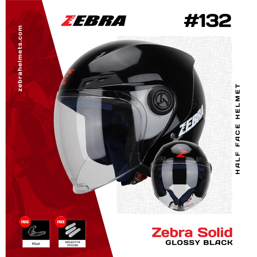 Zebra 132 Plain Women's Half-Face Motorcycle Helmet Single Face Mask ...