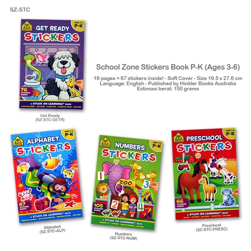 School Zone Preschool sticker Book PK aged 3-6 years - children's ...