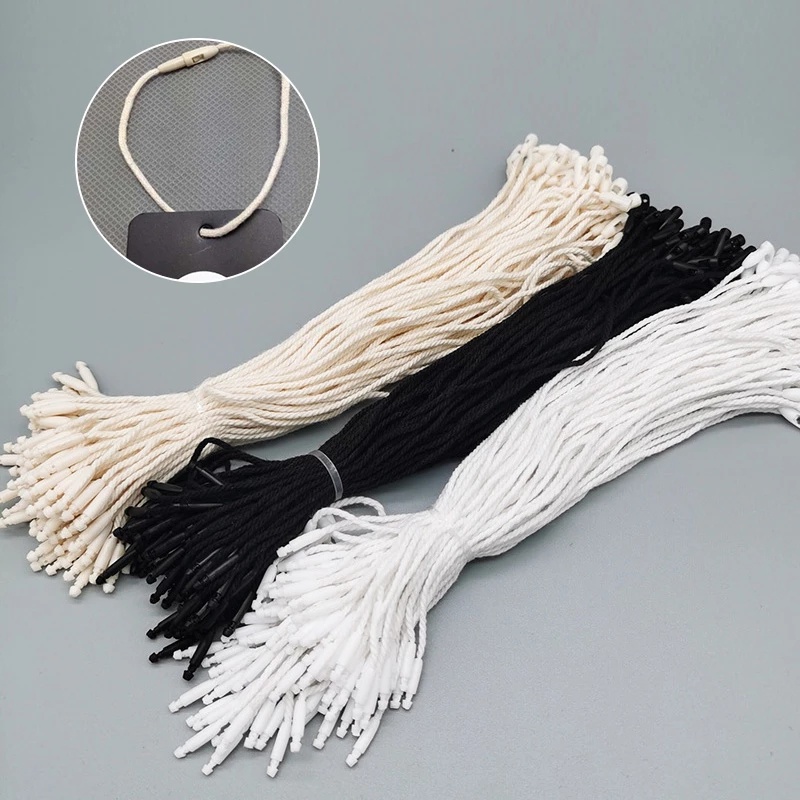100Pcs Plastic Tag White Beige Black Hang Tag Polyester Rope String ...