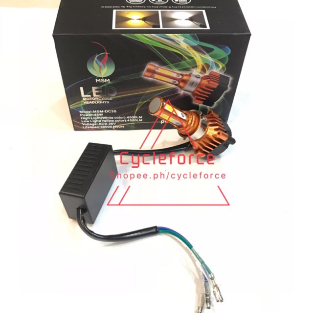 MSM motorcycle Tri led 3led headlight all weather 45W⚠️high/white@low ...