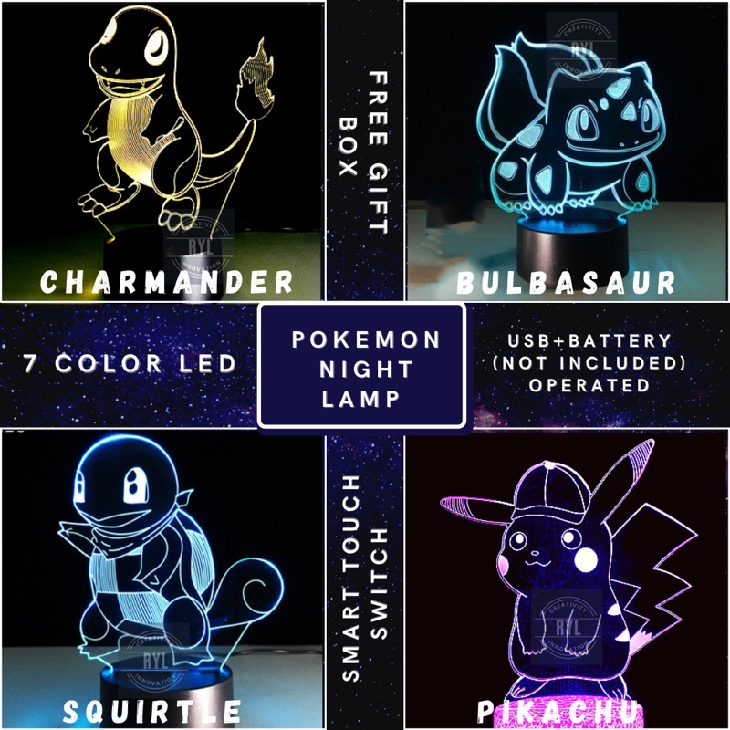 Pokemon Night Lamp - Acrylic 3D Lamp | Shopee Philippines
